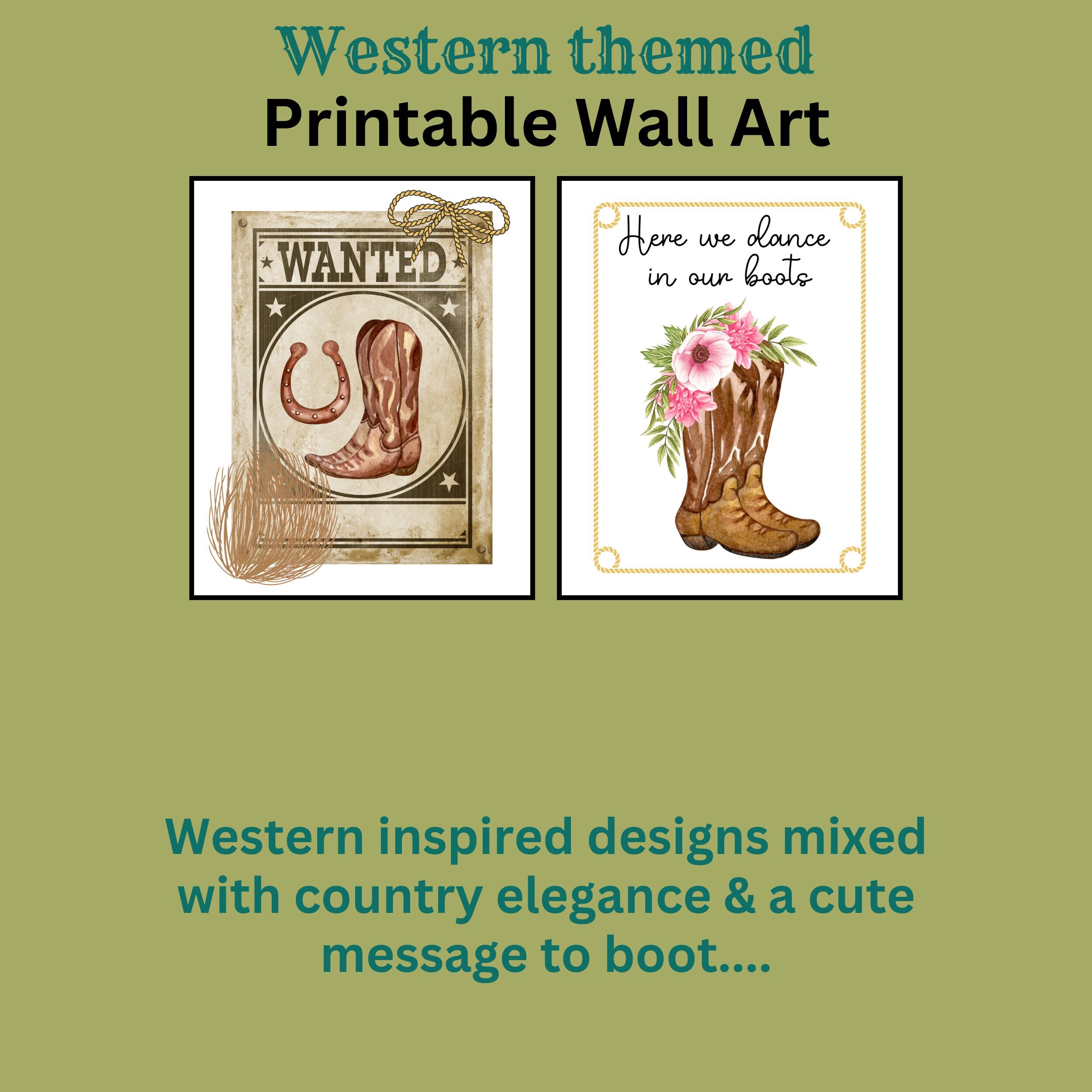 Lucky Cowboy Wall Art Printable, Set of Two, Western Themed, Country ...