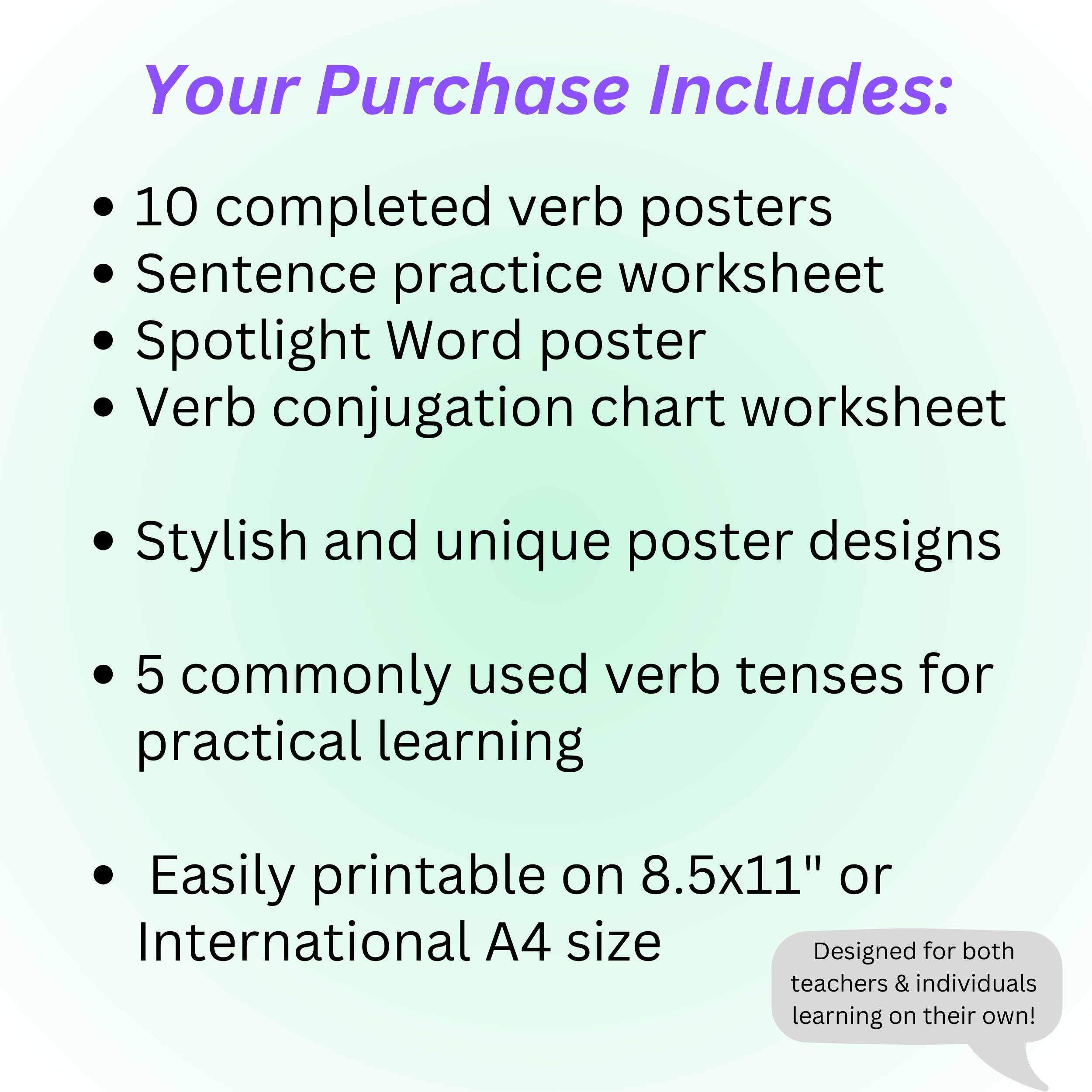 Spanish Verb Lesson Printable, Learning Spanish, Spanish Learning Guide ...