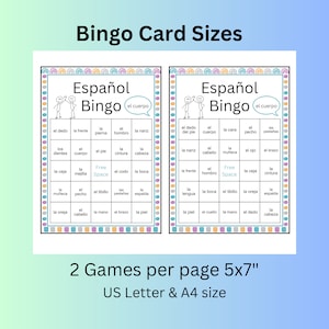 Español Bingo Game Printable, Spanish Bingo, Spanish Basics, Spanish ...