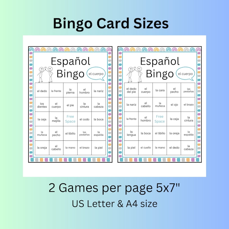Español Bingo Game Printable, Spanish Bingo, Spanish Basics, Spanish ...