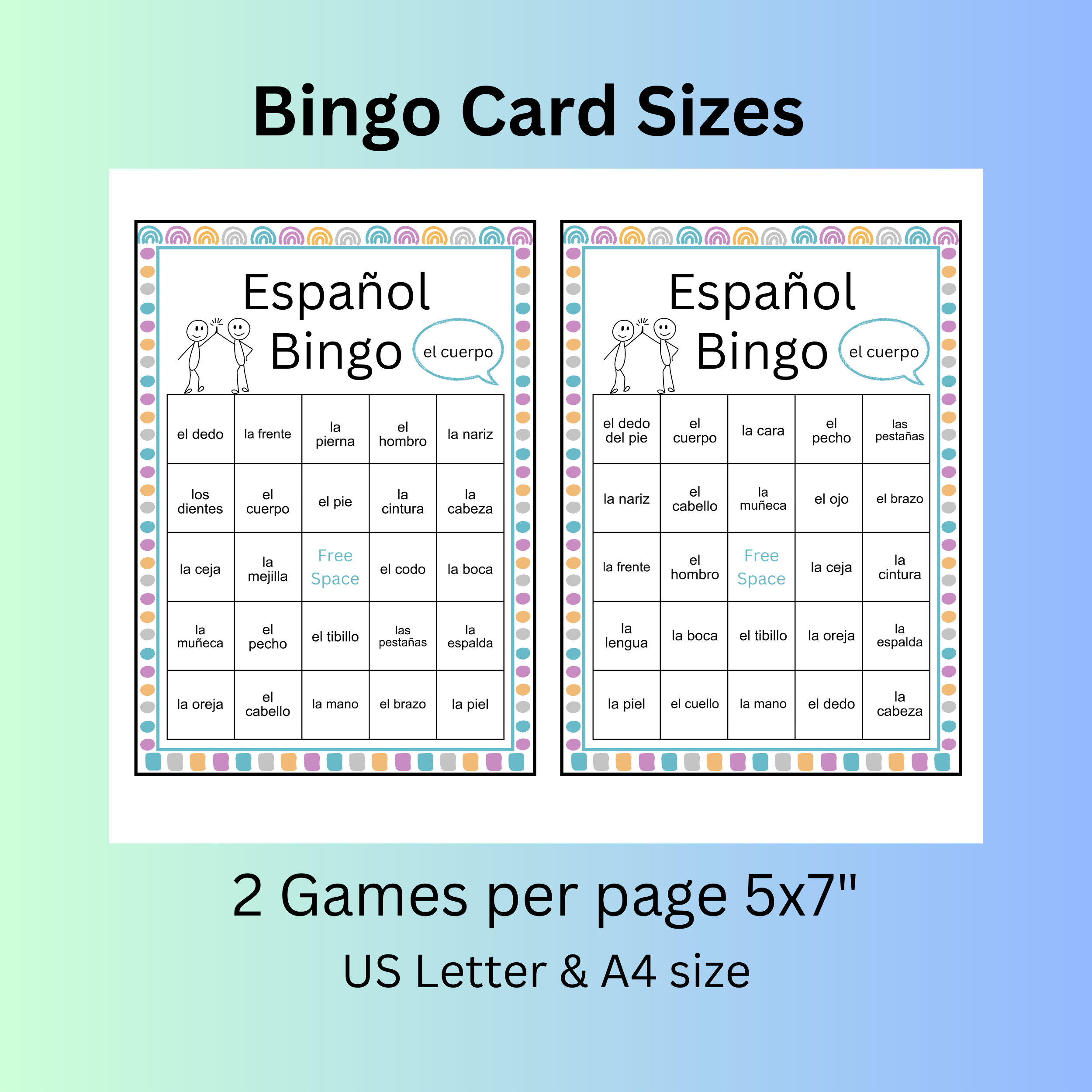 Español Bingo Game Printable, Spanish Bingo, Spanish Basics, Spanish ...
