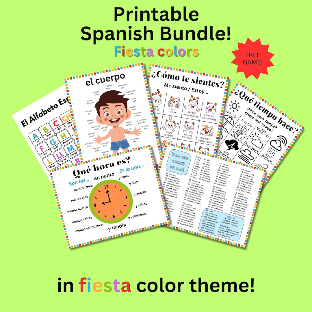 Spanish Basics Bundle Printable Posters, Spanish Fundamentals, Spanish ...