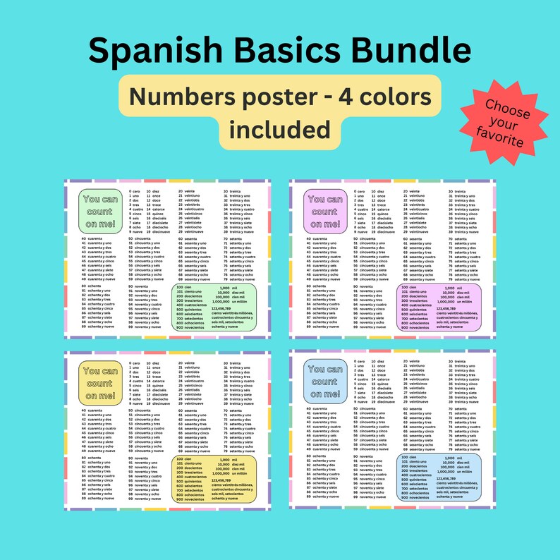 Spanish Basics Bundle Printable Posters, Spanish Fundamentals, Spanish ...