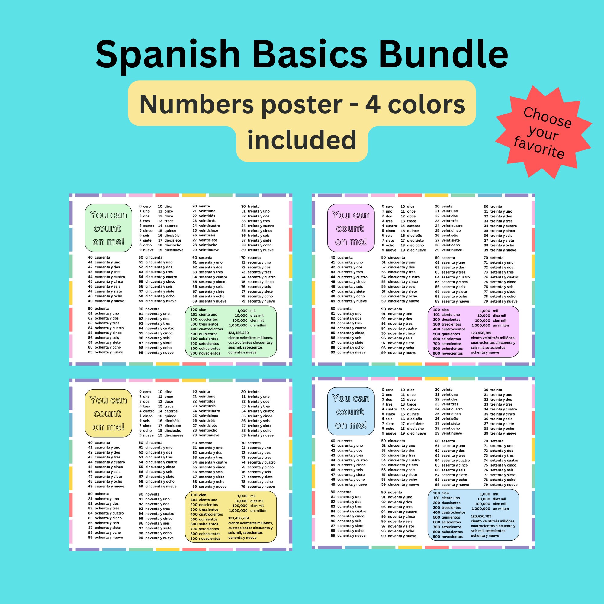 Spanish Basics Bundle Printable Posters Spanish Fundamentals - Etsy