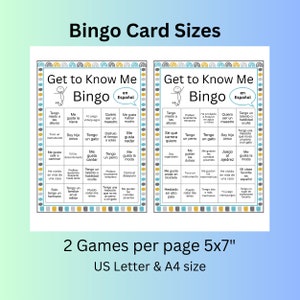 Spanish Get to Know Me Bingo Game Printable, Spanish Learning, Spanish ...