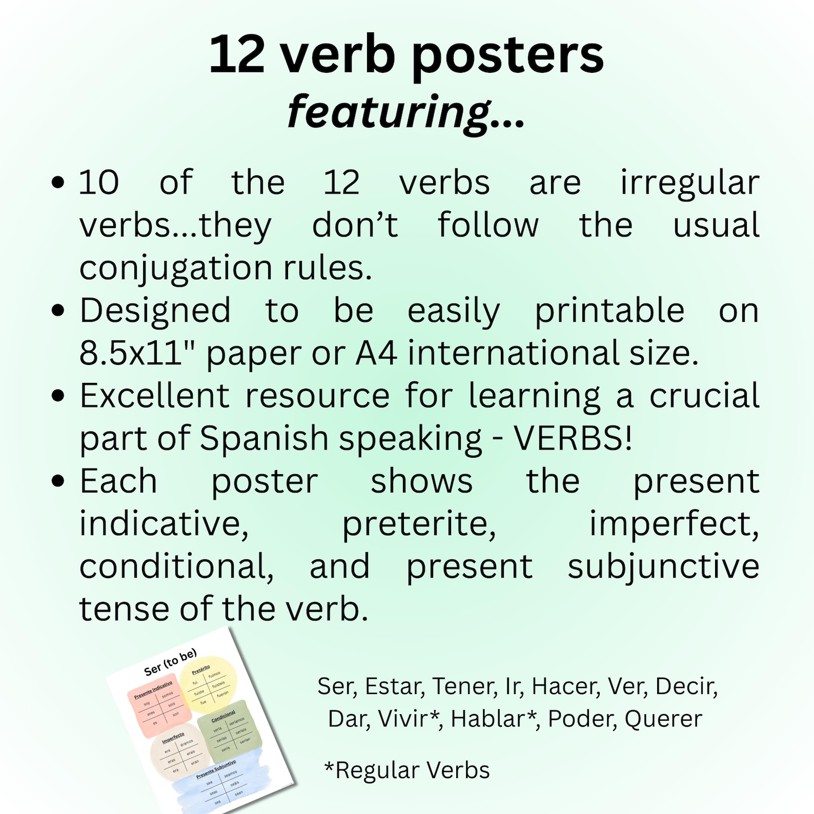 Spanish Verb Lesson Printable, Learning Spanish, Spanish Learning Guide ...