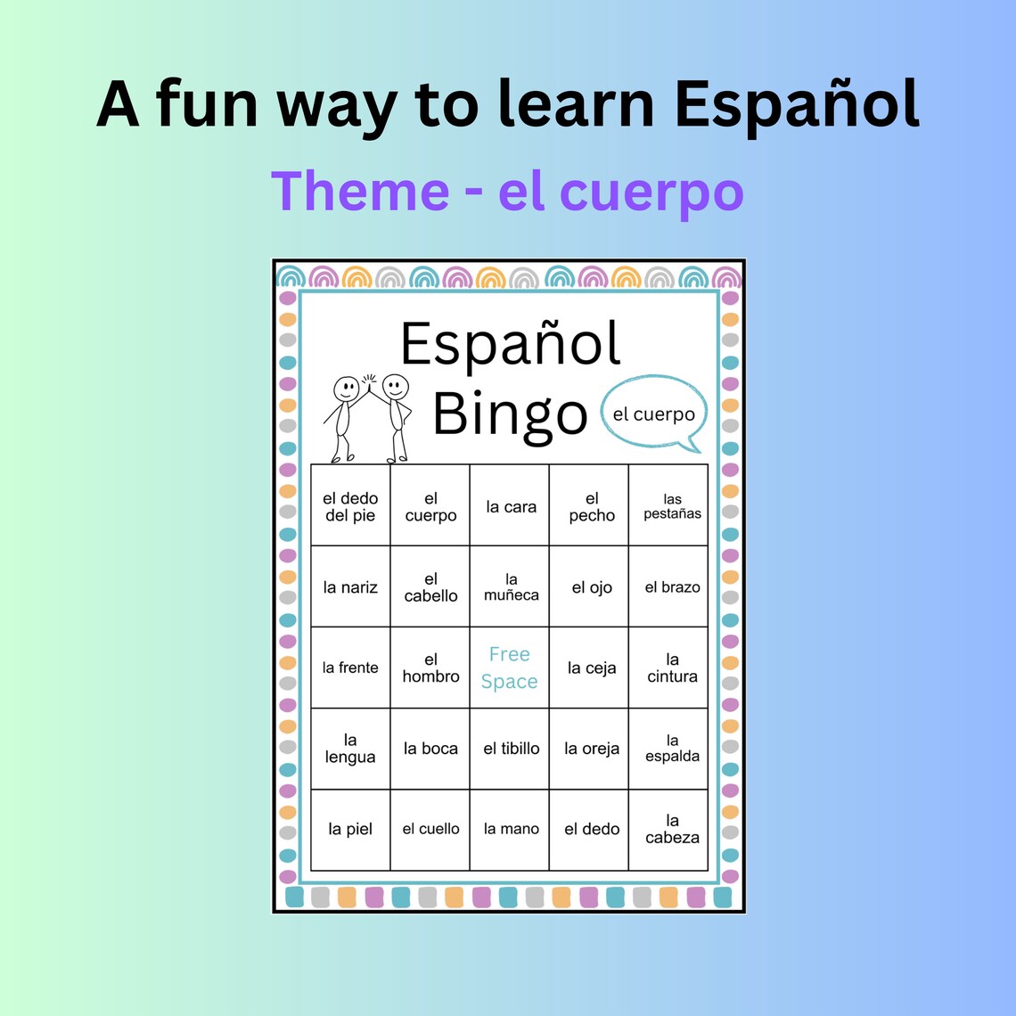 Español Bingo Game Printable, Spanish Bingo, Spanish Basics, Spanish ...