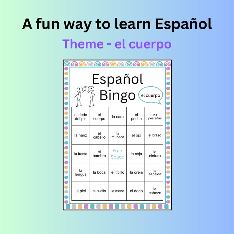 Español Bingo Game Printable, Spanish Bingo, Spanish Basics, Spanish ...