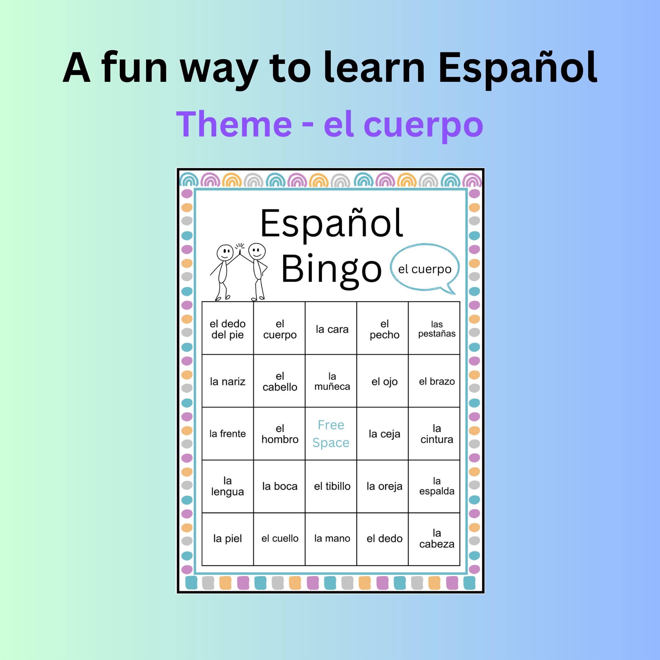 Español Bingo Game Printable, Spanish Bingo, Spanish Basics, Spanish ...