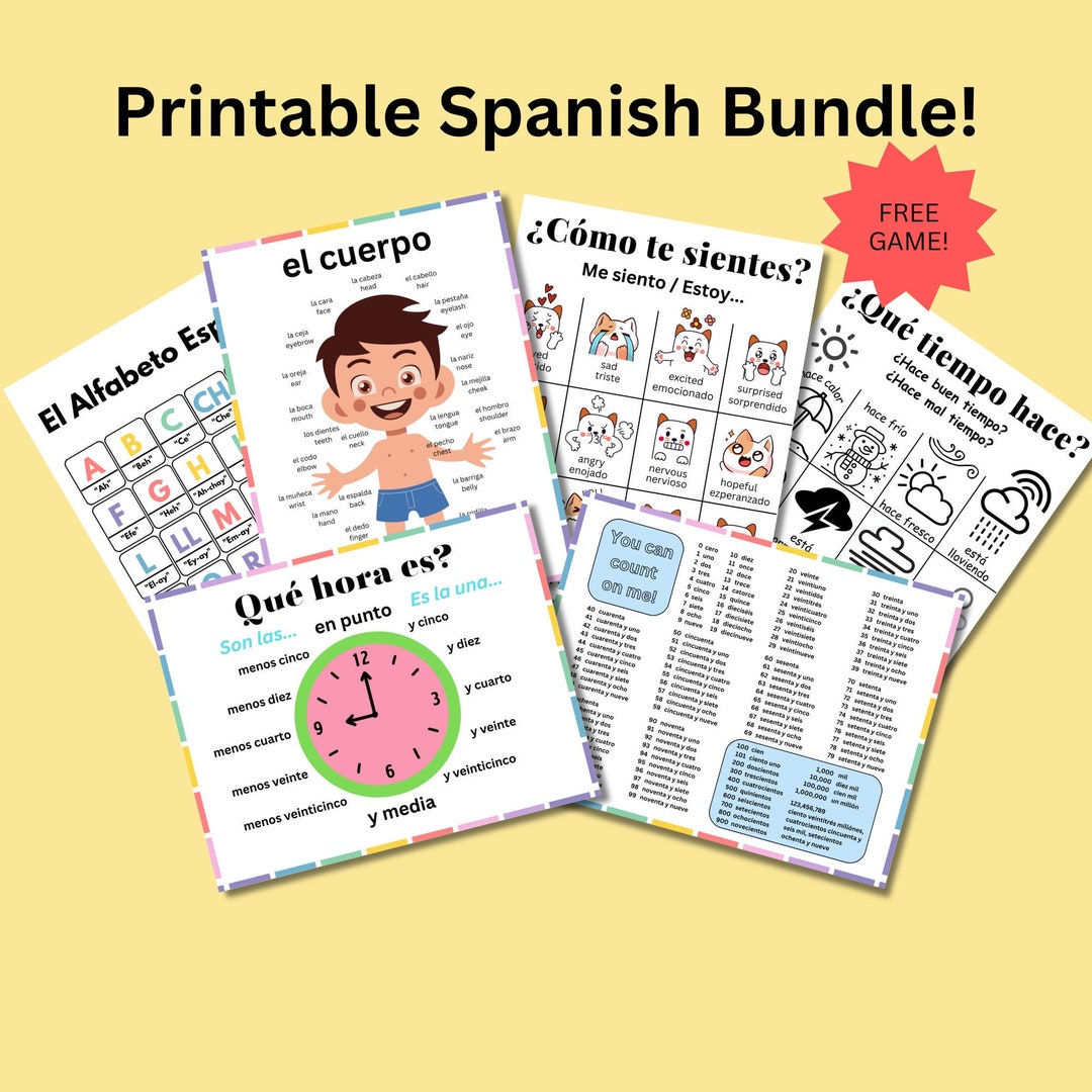 Spanish Basics Bundle Printable Posters Spanish Fundamentals - Etsy