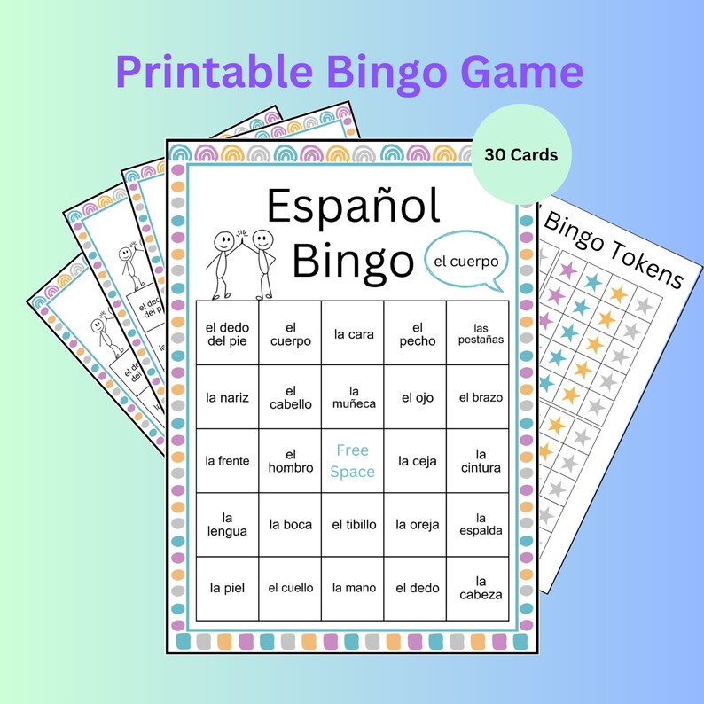Español Bingo Game Printable Spanish Bingo Spanish Basics - Etsy