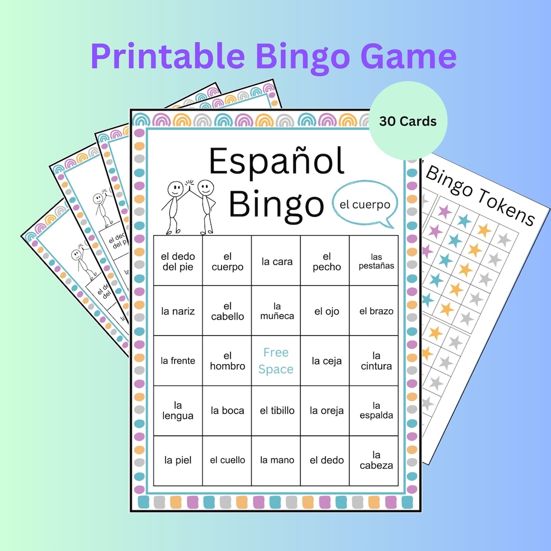 Español Bingo Game Printable, Spanish Bingo, Spanish Basics, Spanish ...
