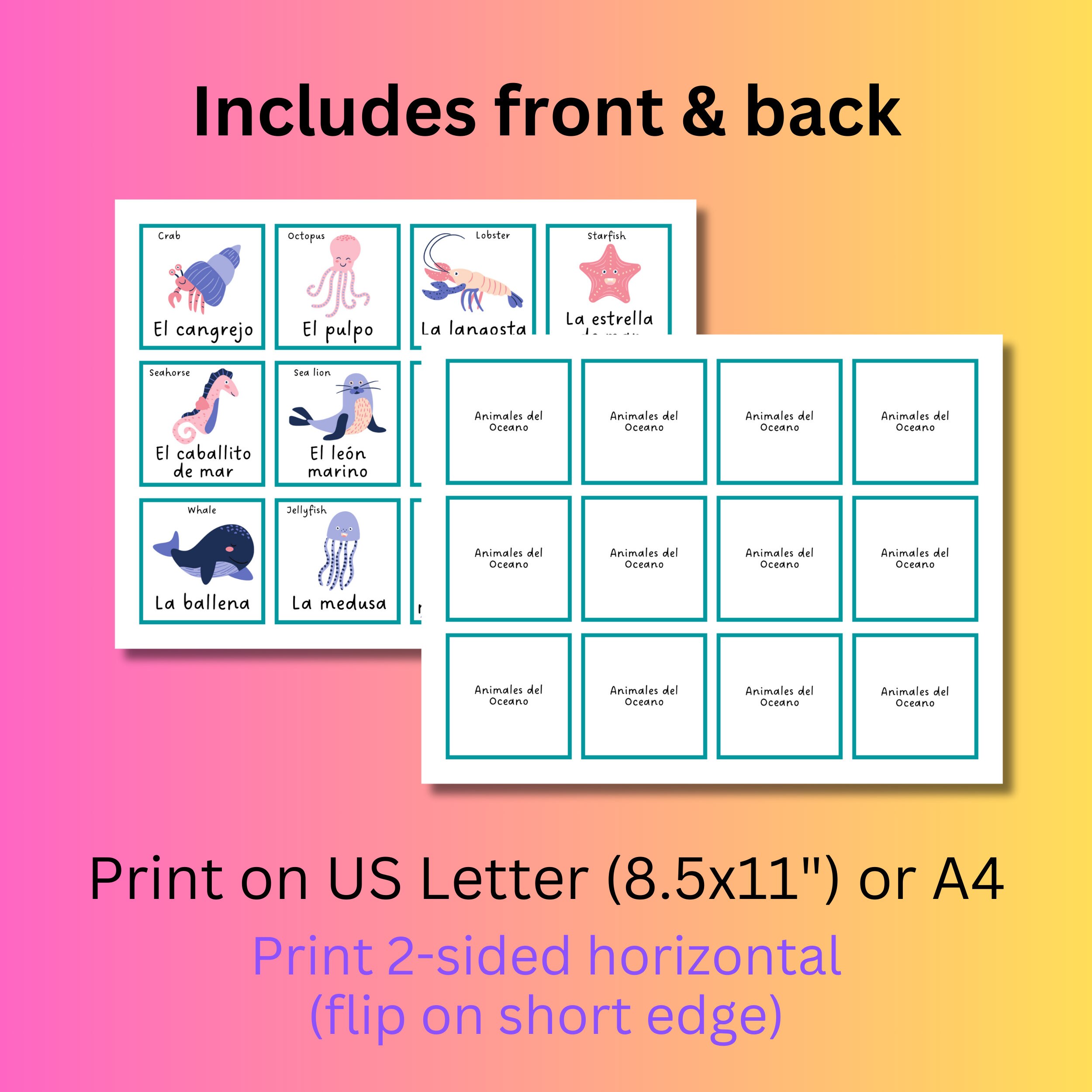 Spanish Memory Games Printable, Spanish Learning, Spanish Game for ...