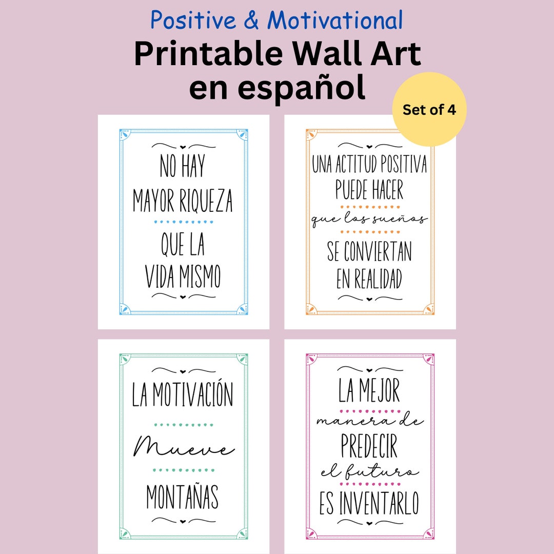 Positive & Motivational Wall Art Printable, Set of Four, Se Habla ...