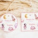 Editable Two the Moon Birthday Thank You Hang Tags Girl Pink Pastel ...
