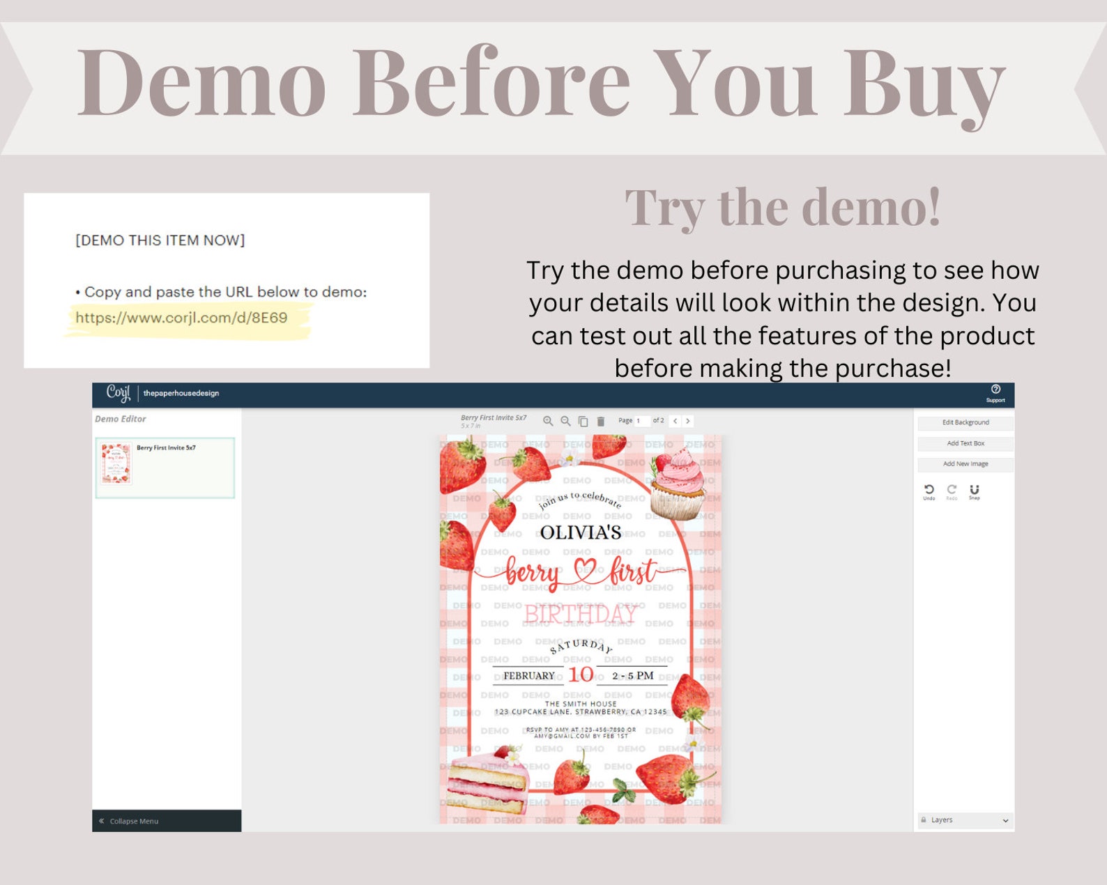 Editable Pink Gingham Berry First Birthday Milestone Sign - Etsy