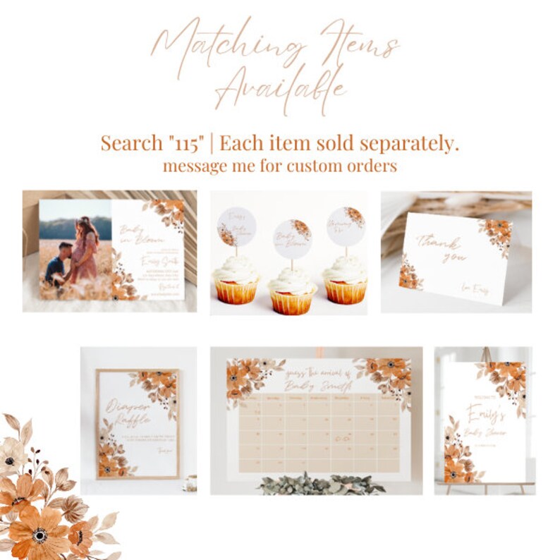 EDITABLE Fall Baby in Bloom Baby Shower Dessert Sign Table Decor Boho ...