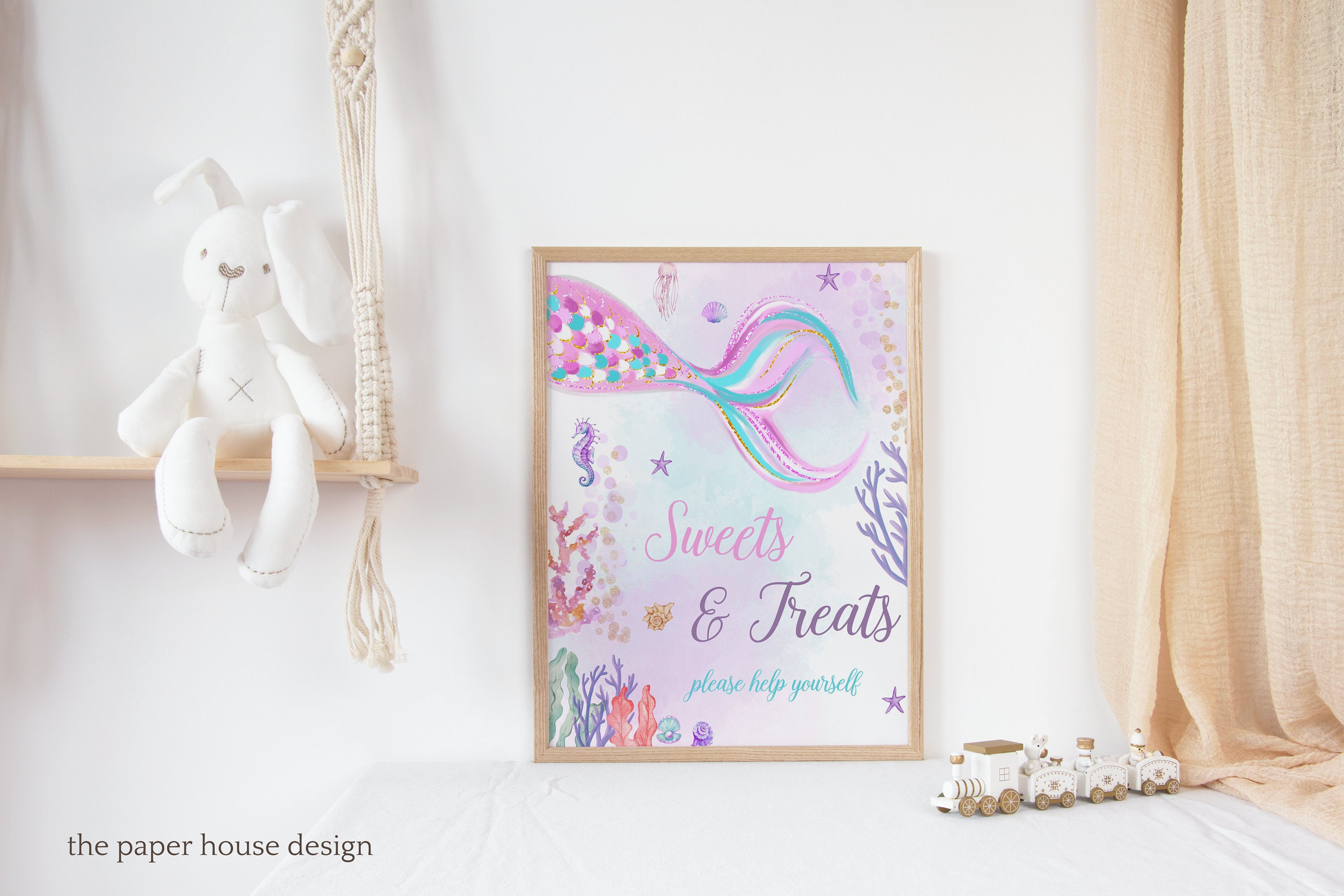 Editable Under the Sea Purple Pink Little Mermaid Birthday Decor Sweets ...