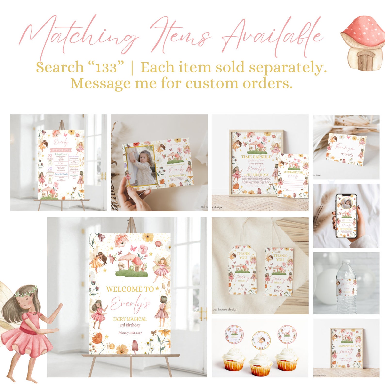 Editable Fairy Birthday Party Decor Custom Table Sign Whimsical ...