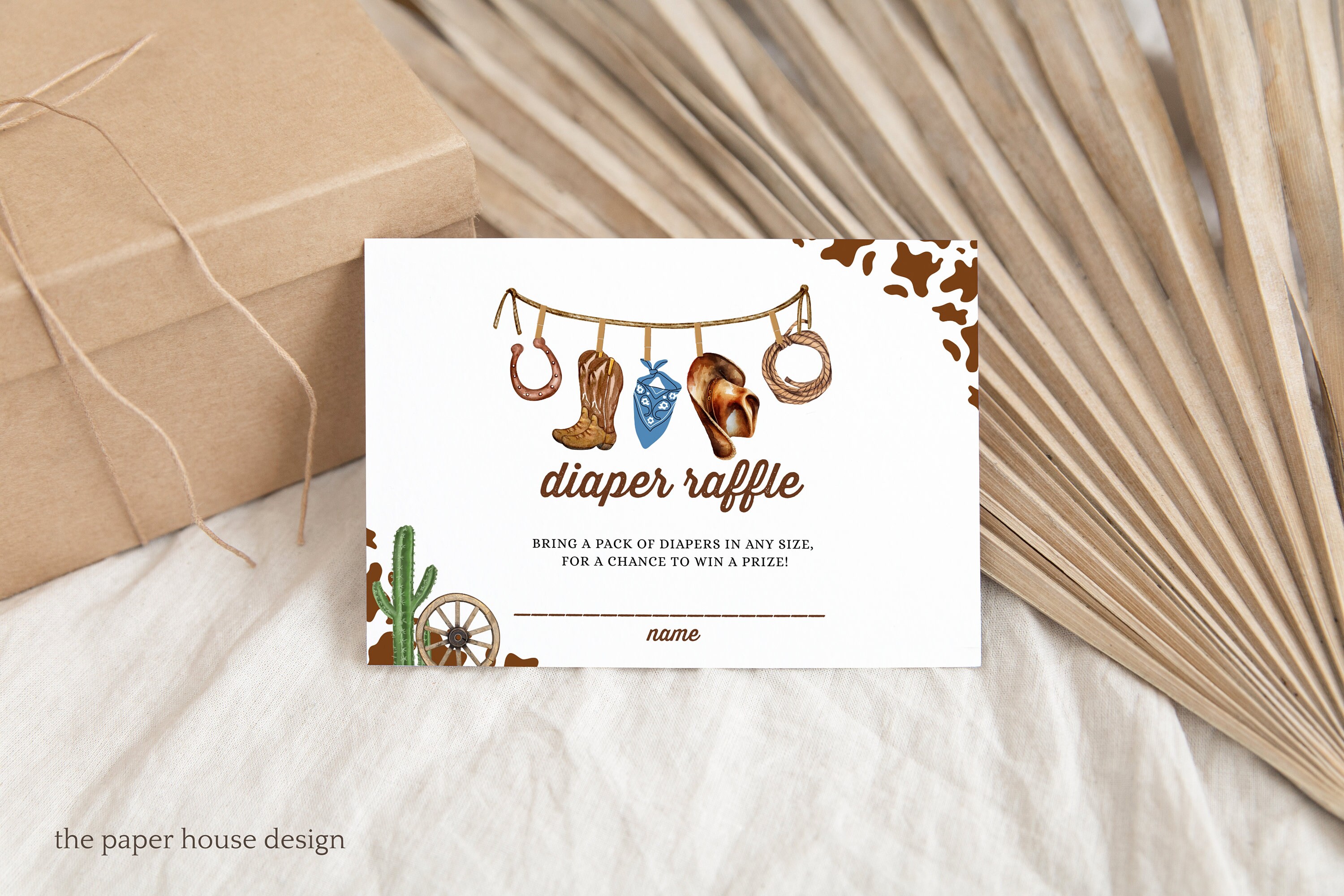 Editable Little Cowboy Baby Shower Diaper Raffle Invitation Card ...