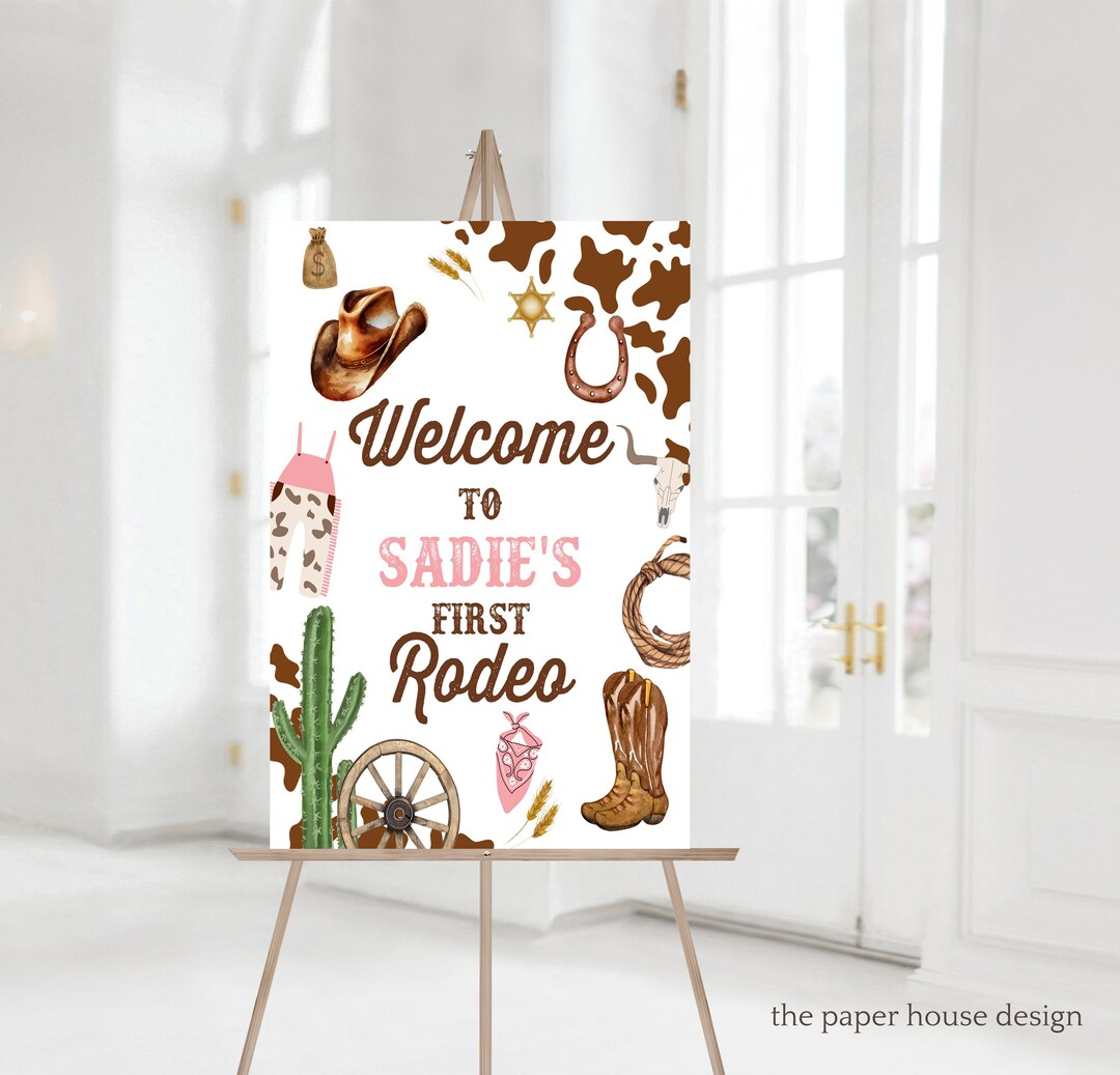 Editable Cowgirl Birthday Party Welcome Sign Wild West Cowgirl 1st ...