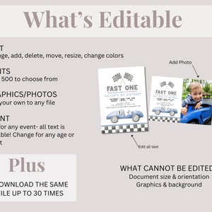 Editable Fast One Racing Car First Birthday Milestone Sign 1st Birthday ...