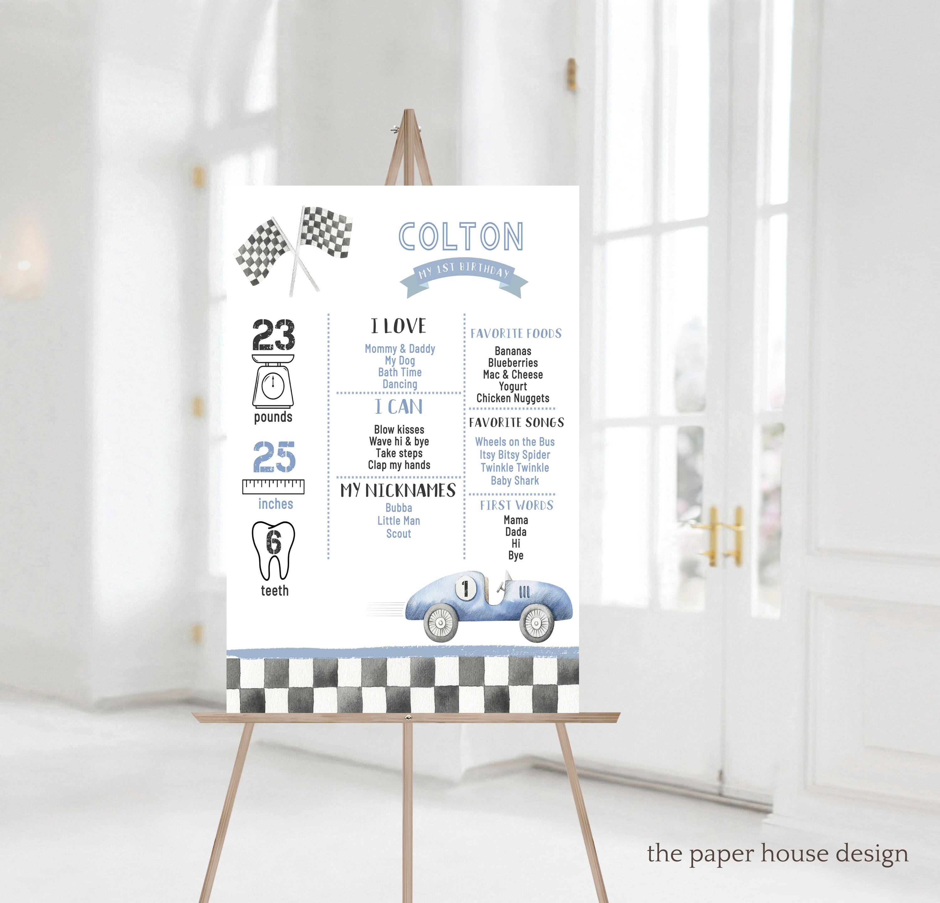 Editable Fast One Racing Car First Birthday Milestone Sign 1st Birthday ...