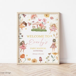Editable Fairy Birthday Party Decor Welcome to Sign Whimsical Pixie ...