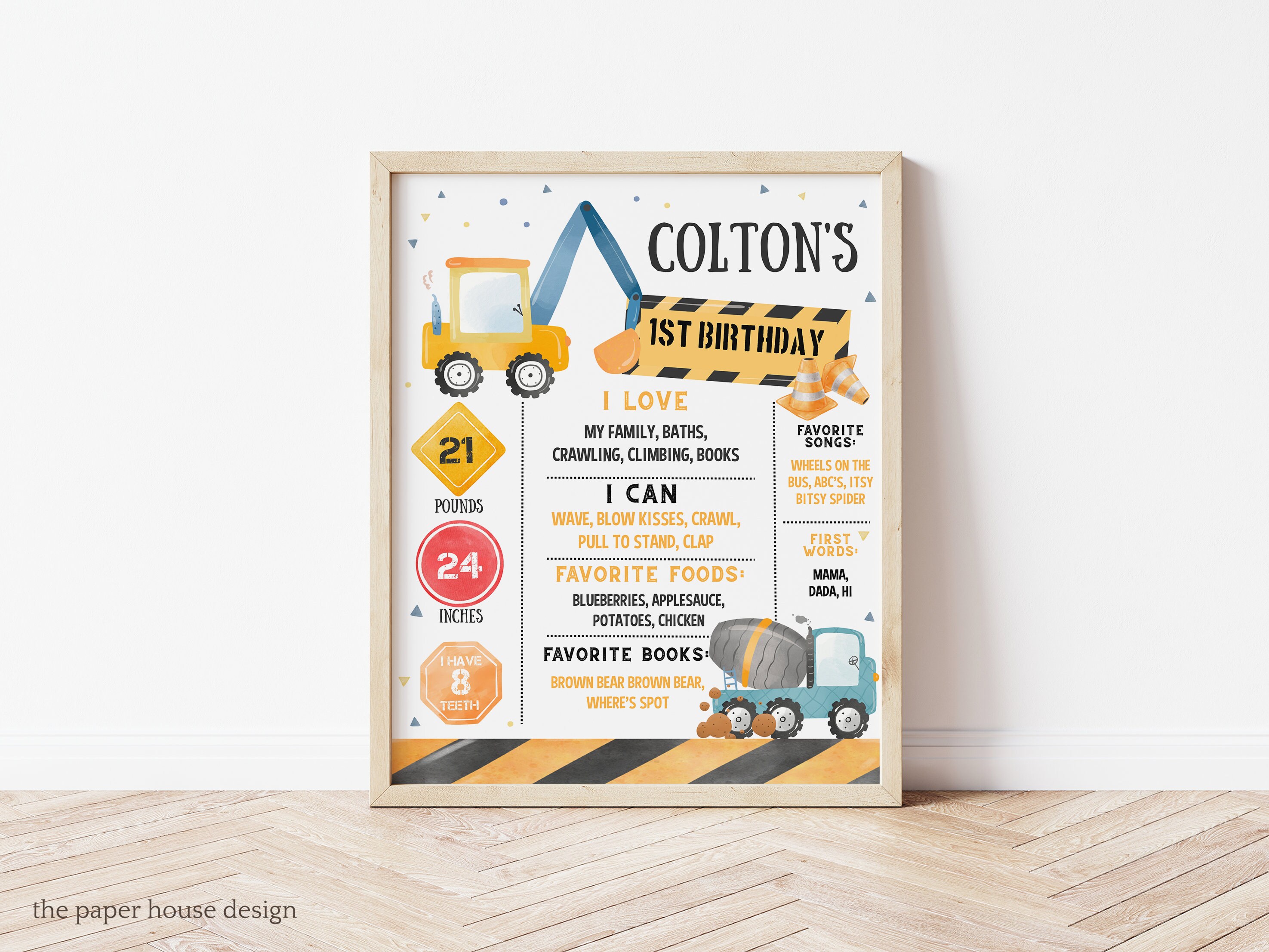 Editable Construction Birthday Party Decor Milestone Poster ...