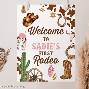 Editable Cowgirl Birthday Party Welcome Sign Wild West Cowgirl 1st ...