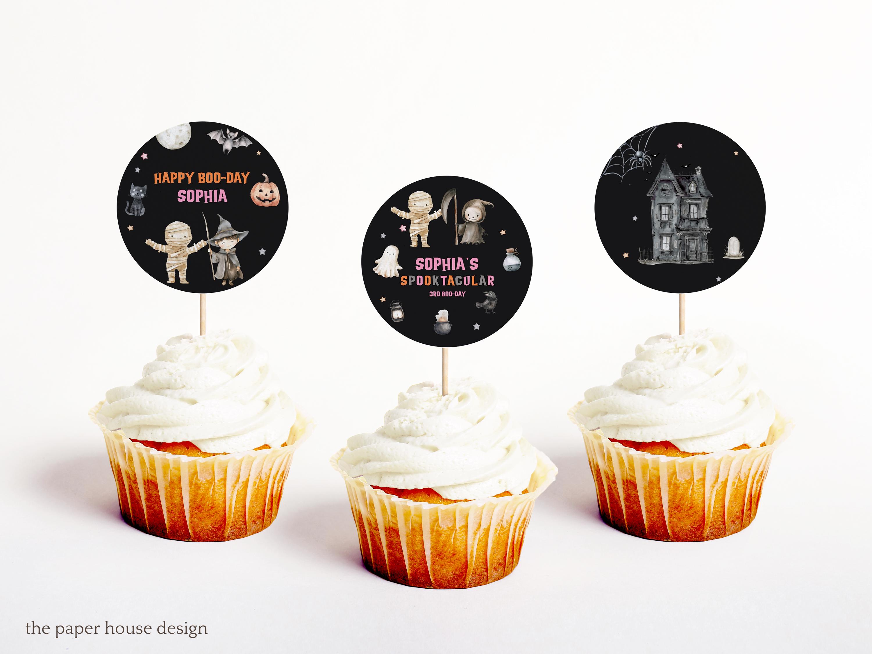 Editable Halloween Costume Party Cupcake Toppers Decor Halloween ...