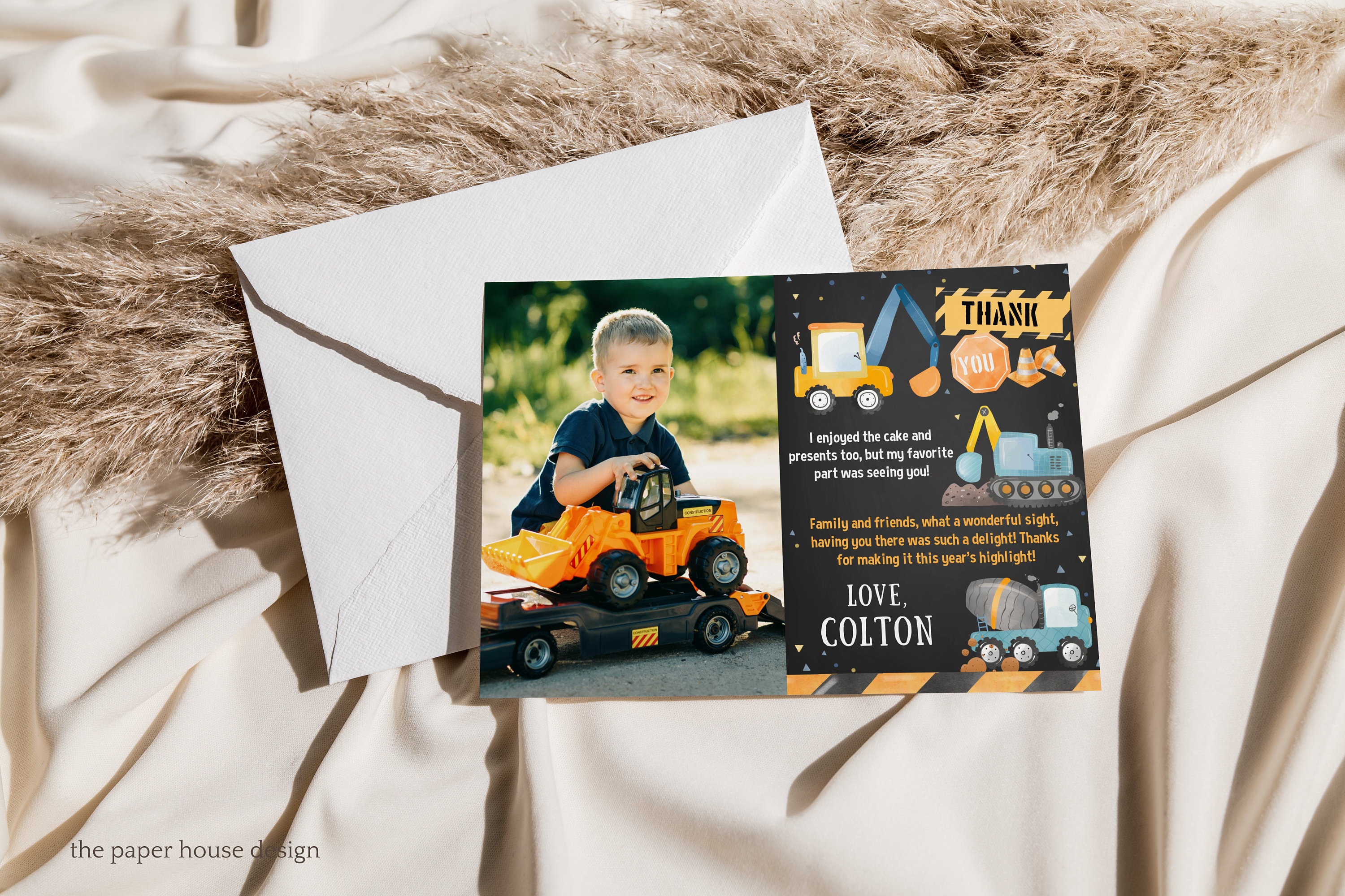Editable Construction Thank You Card W Photo Construction - Etsy
