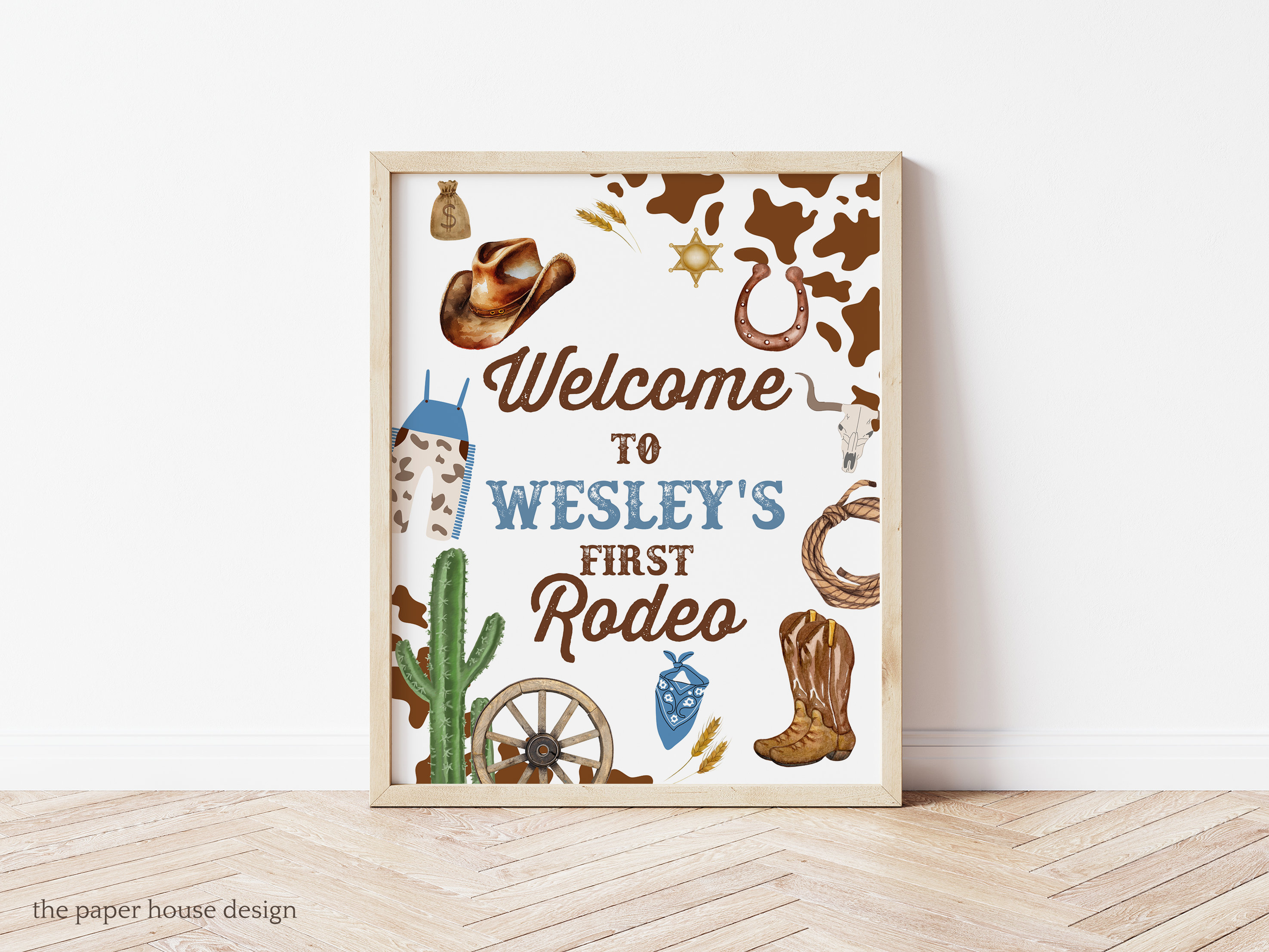 Editable Cowboy Birthday Party Welcome Sign Wild West Cowboy 1st Rodeo ...