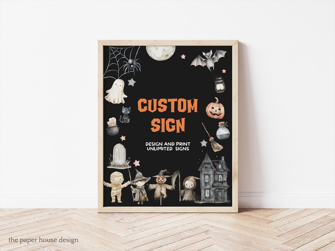Editable Halloween Costume Party Custom Sign Decor Halloween Birthday ...