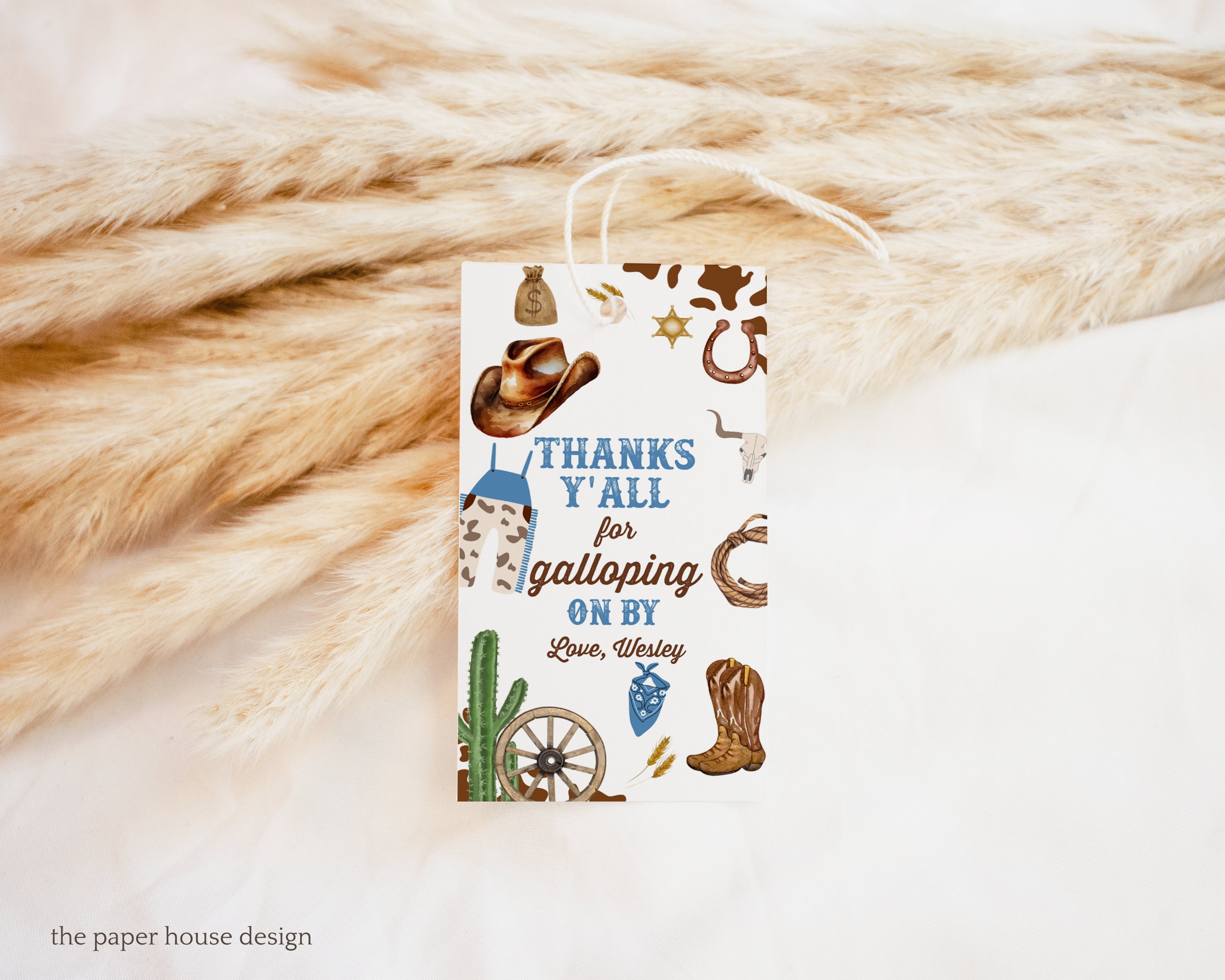 Editable Cowboy Birthday Party Favor Hang Tag Wild West Cowboy Rodeo ...