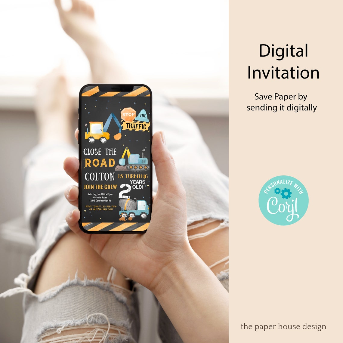 Editable Construction Invitation Digital Construction - Etsy