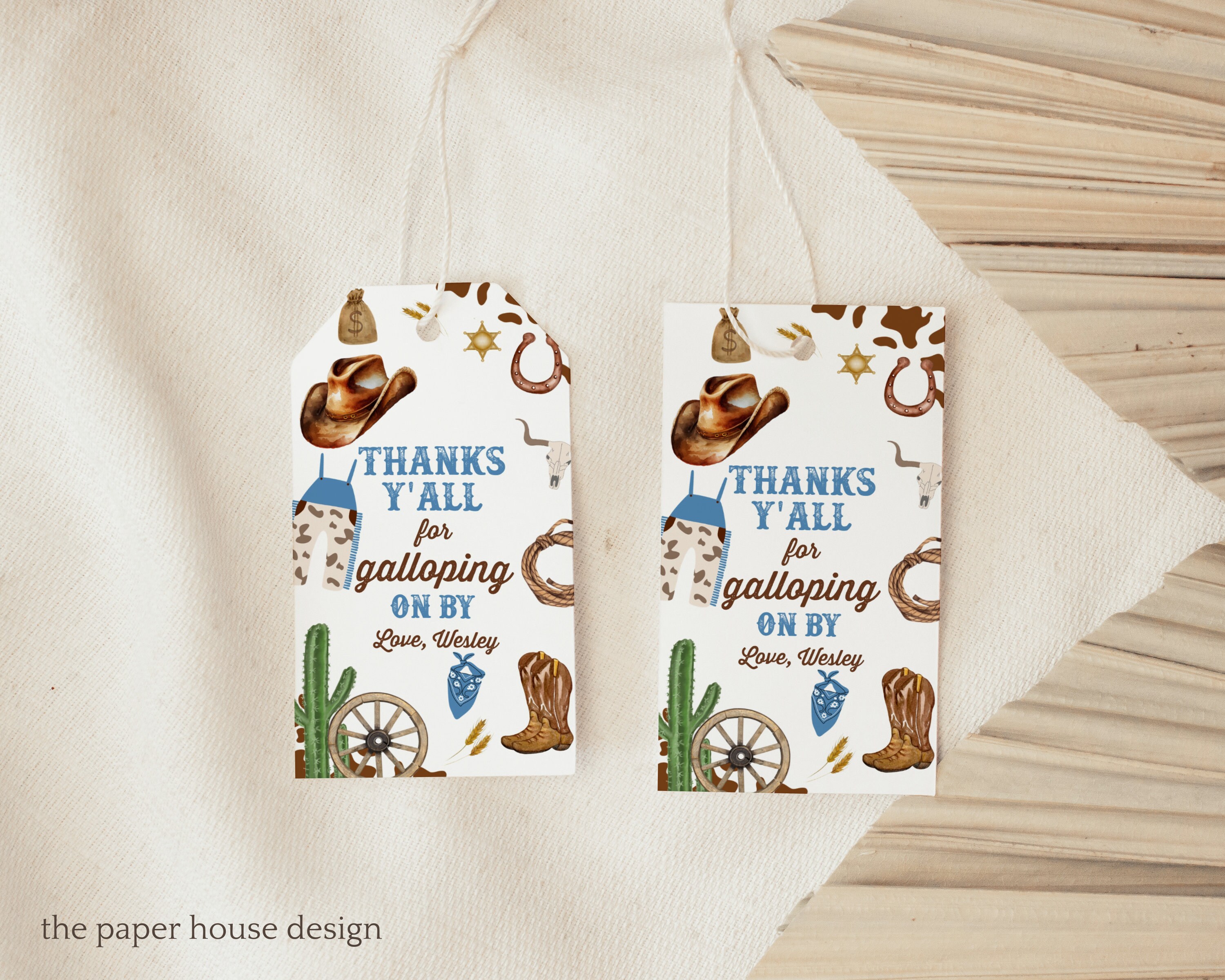 Editable Cowboy Birthday Party Favor Hang Tag Wild West Cowboy Rodeo ...