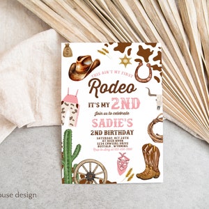 Editable Second Rodeo Cowgirl Birthday Party Invitation Wild West ...