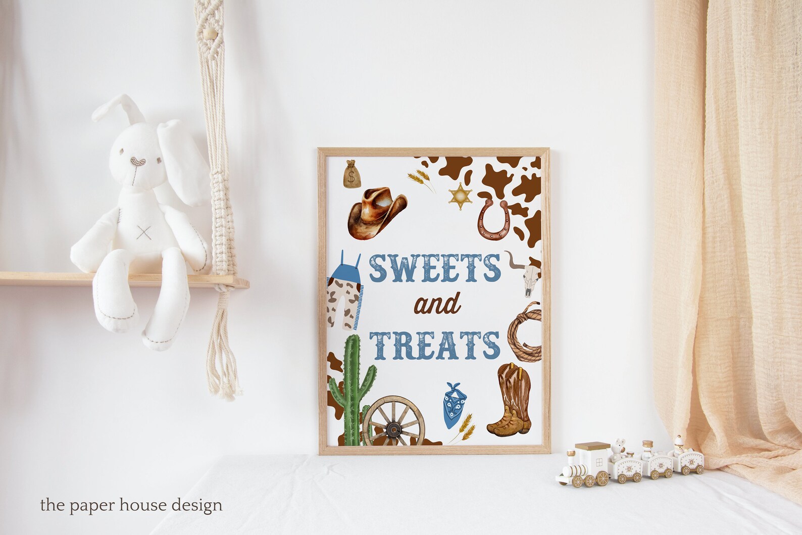 Editable Cowboy Birthday Party Sweets & Treats Sign Table Decor Wild ...