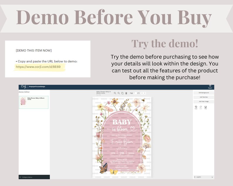 Wildflower Baby in Bloom Baby Shower Decor Water Bottle Label Muted ...