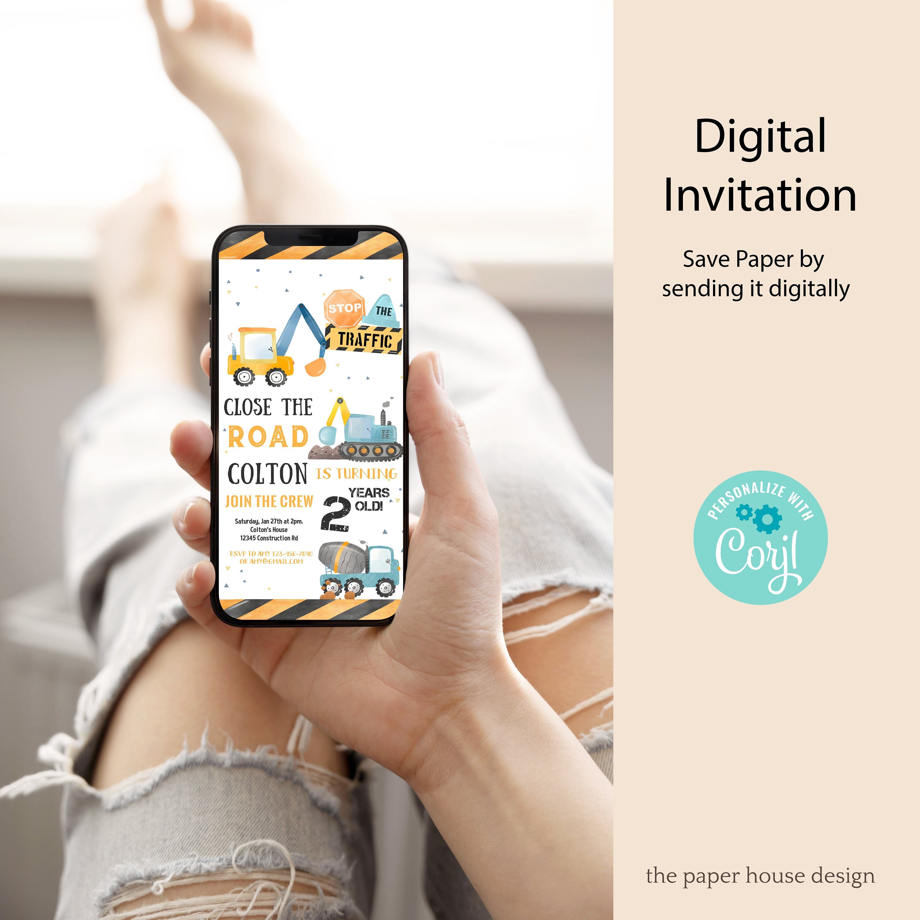 Editable Construction Invitation Digital Construction - Etsy