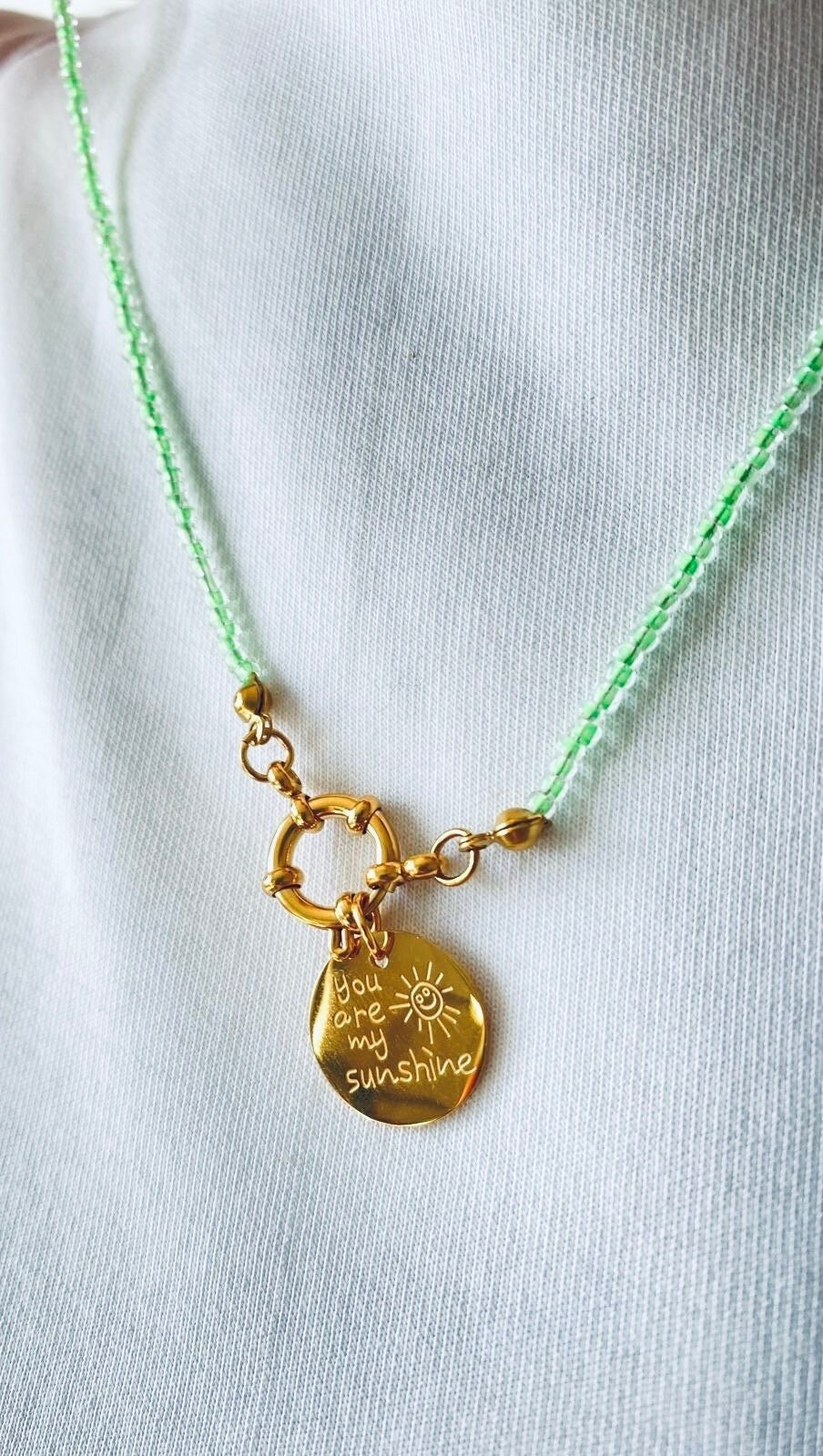 You Are My Sunshine Necklace Sunshine Sun Jewelry Gold disk necklace Best Friend Matching Necklace Mother Daughter Gift Etsy