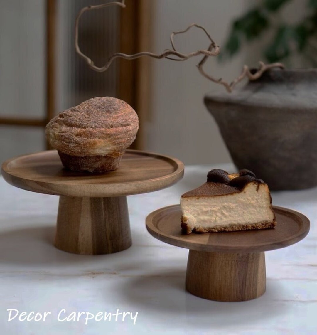 Handcrafted Wooden Cake Stand Sustainable and Elegant Dessert Display ...