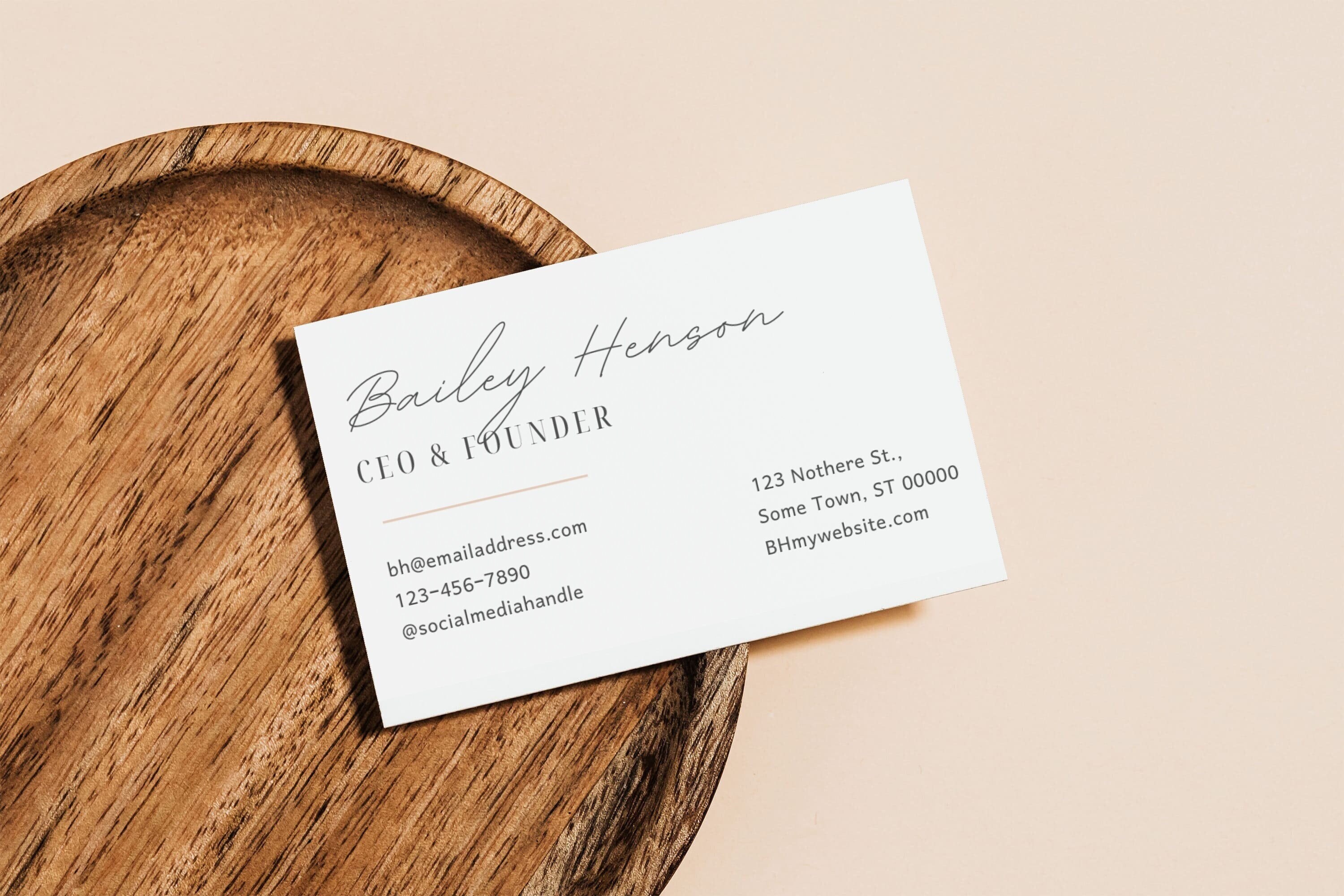 Beige and White Minimalist Business Card Template - Etsy