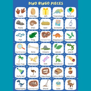 Bingo, Dinosaur Party Bingo, Birthday Game, Boys Party, Girls Party ...