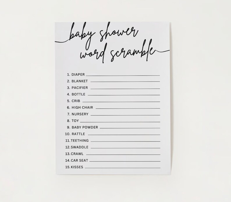 Baby Shower Game Word Scramble Gender Neutral Party - Etsy