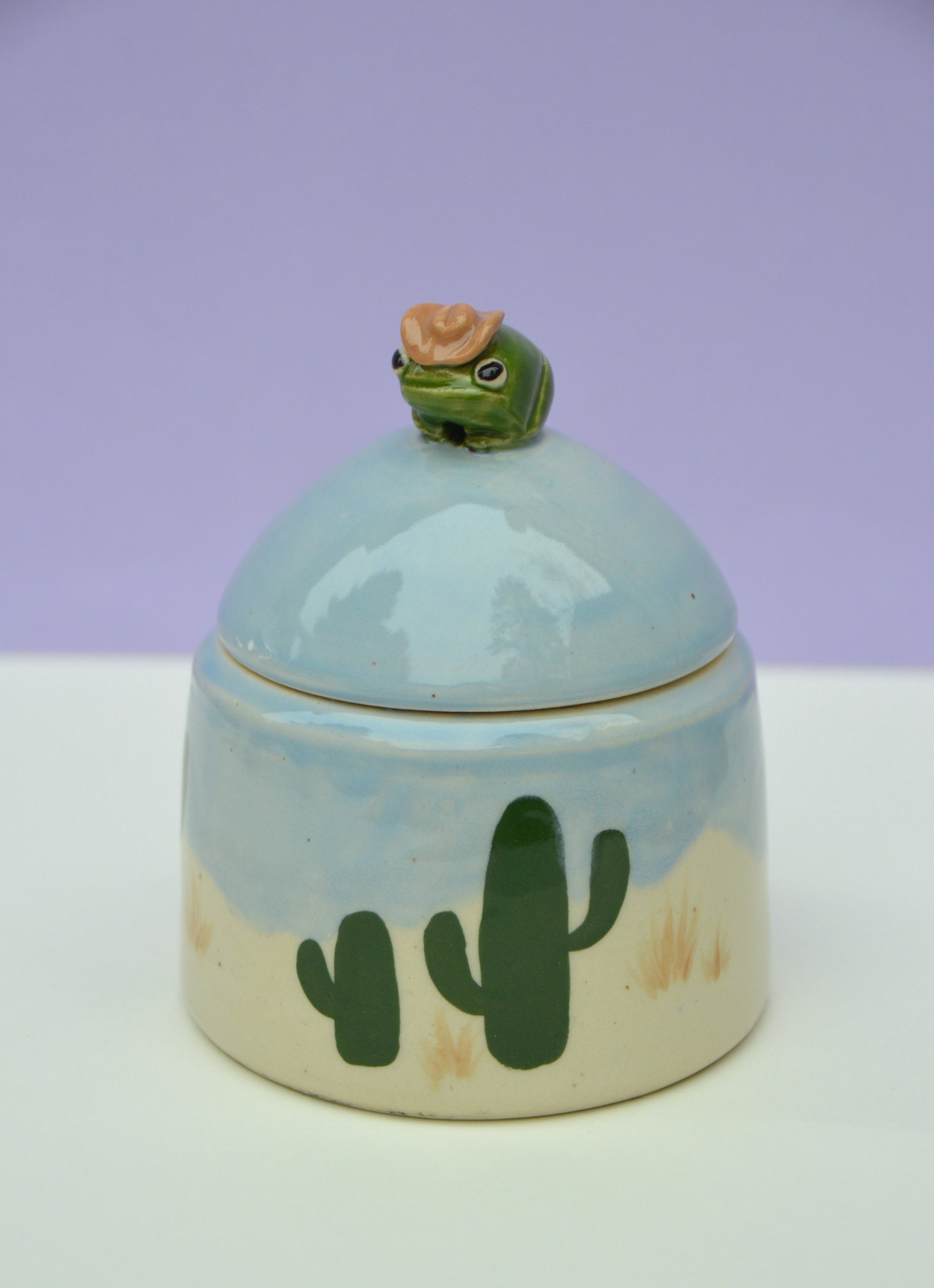 Cowboy Frog Jar With Desert Scene Ceramic Storage Jar - Etsy