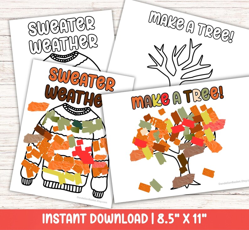 Early Childhood Fall Torn Paper Craft: Sweater Weather & Tree Activity ...