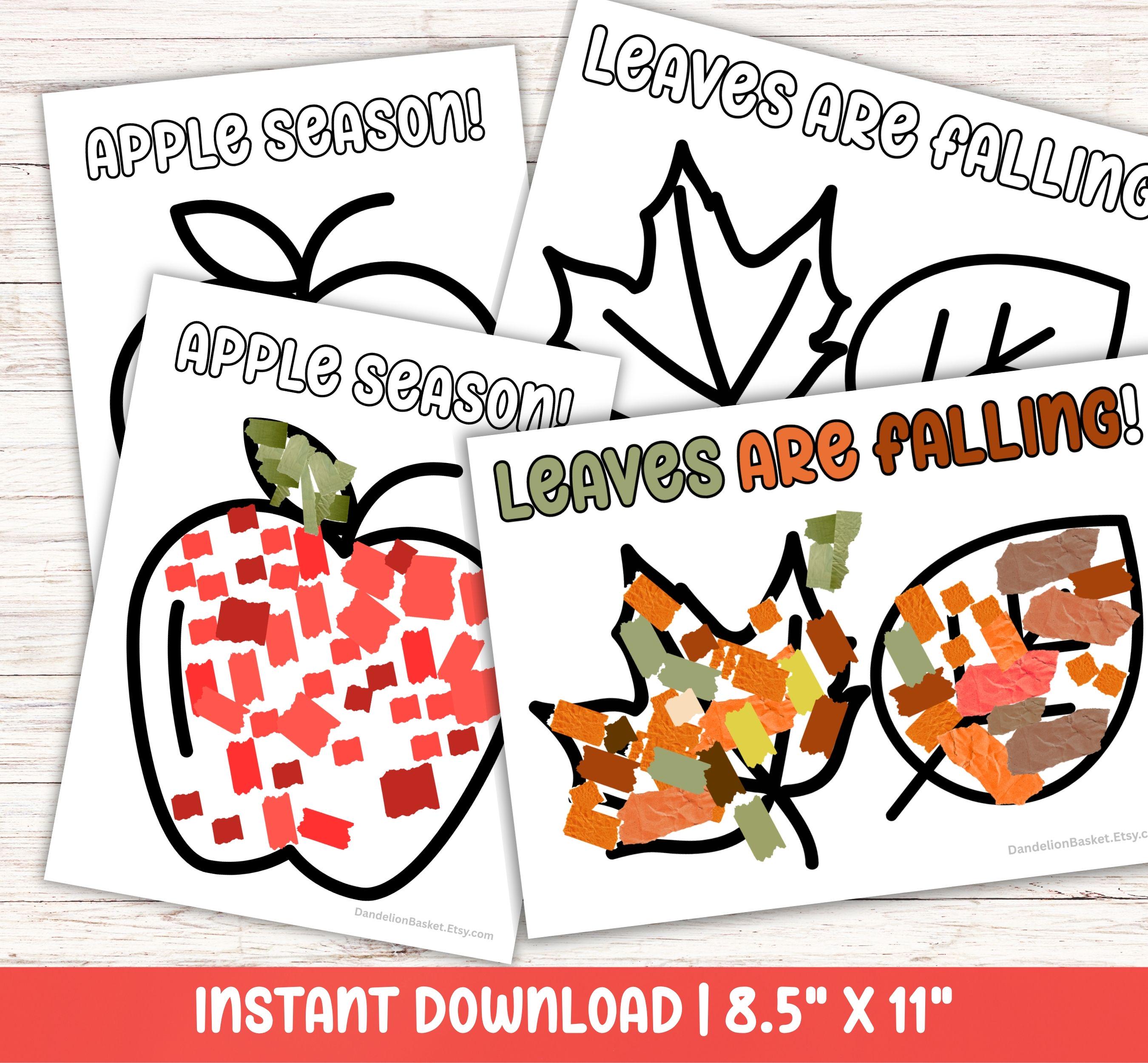 Fall Torn Paper Apple & Leaf Craft: Fine Motor Activity (PDF Download ...