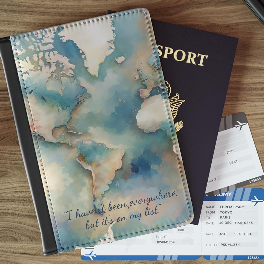 Pastel World Map RFID Passport Cover, Travel Gift, Retirement Gift ...